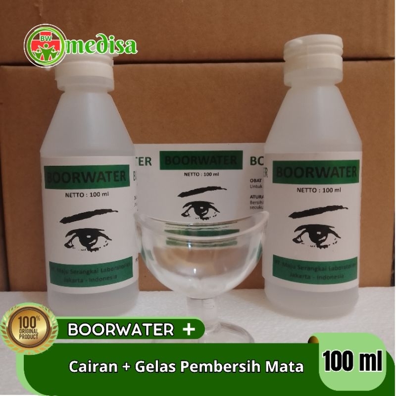 Jual Boorwater + Gelas Cairan Khusus Pembersih Mata 100ml | Shopee ...