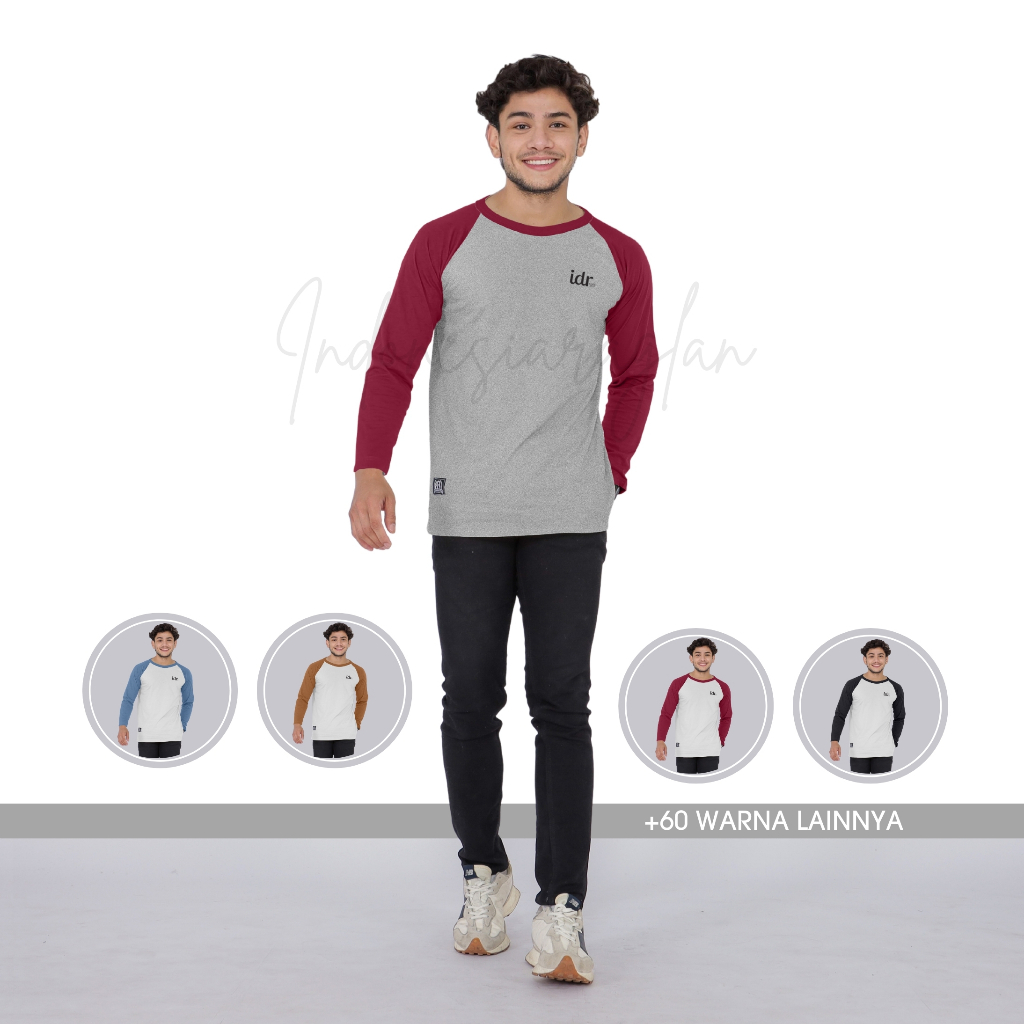 Jual Indonesia Raglan Kaos Pria Tangan Panjang Body Putih & Abu Misty ...
