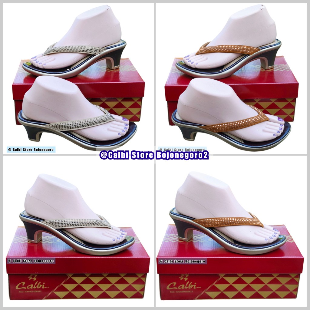 Jual (( SIZE 36 STOK READY )) SANDAL CALBI HEELS JEPIT PERMATA GLAMOUR ...