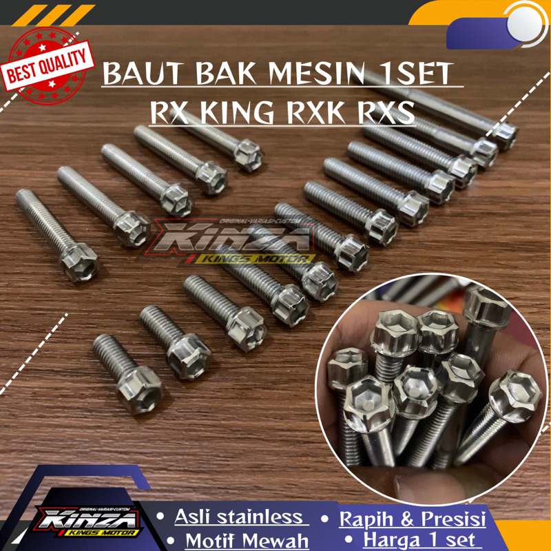 Jual BAUT BAK MESIN SET KANAN KIRI PROBOLT RXKING RX KING RXK RXS STAINLESS STENLIS 17pcs ...