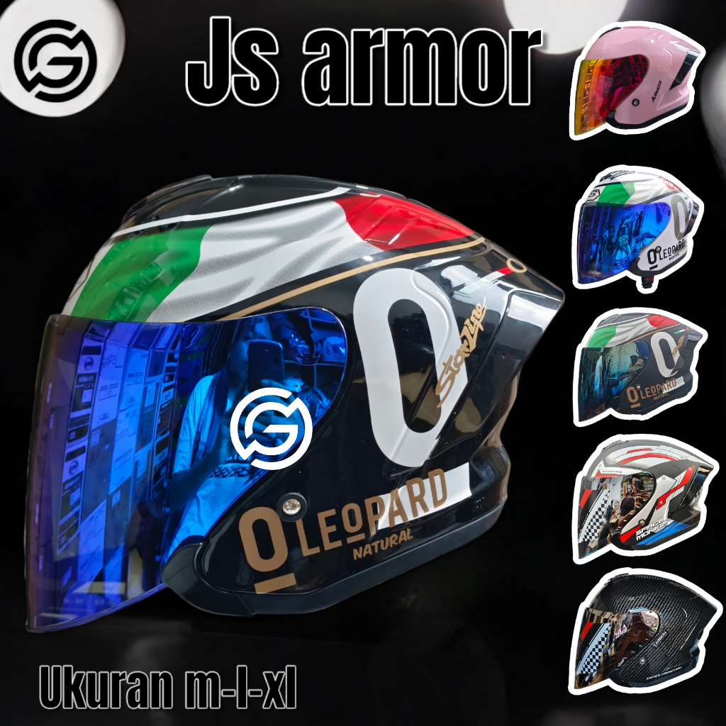 Jual HELM JS ARMOR LEOPARD MOTIF|HALF FACE | Shopee Indonesia