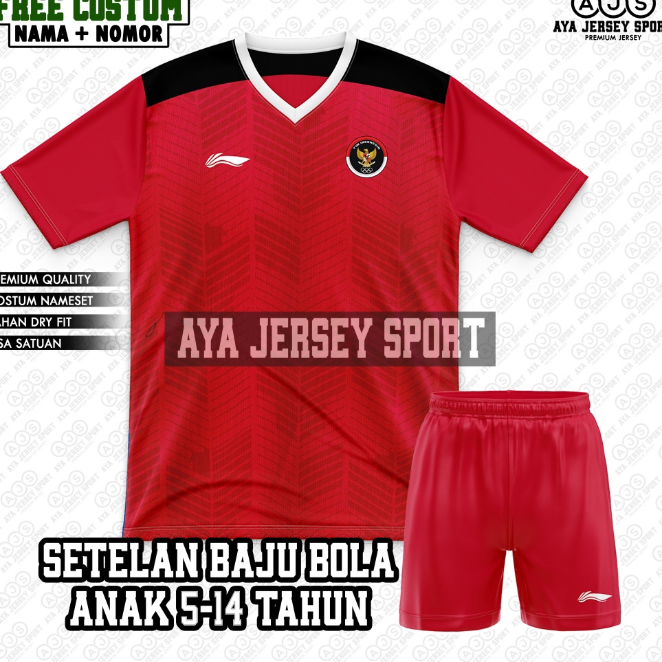 Jual Pasti Heboh COD sablon Nama Nomor setelan baju bola jersey TIMNAS SEAGAME LINING anak ...