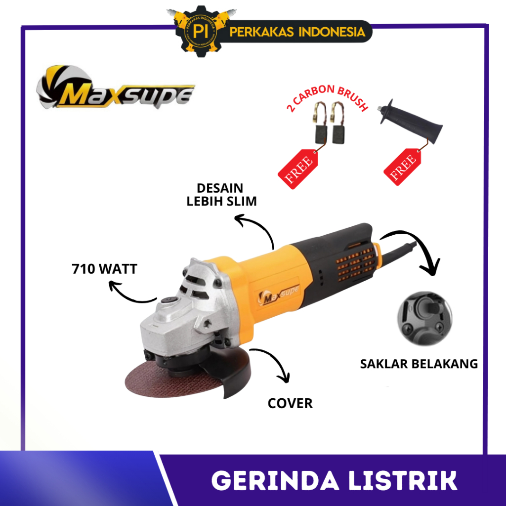 Jual NEW Mesin Gerinda Tangan MAXSUPE 4 Inch Slim Body Gurinda 710W ...