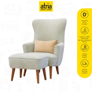 Jual Atria Kursi Clay Arm Chair With Stool Fabric Honeydew | Shopee ...