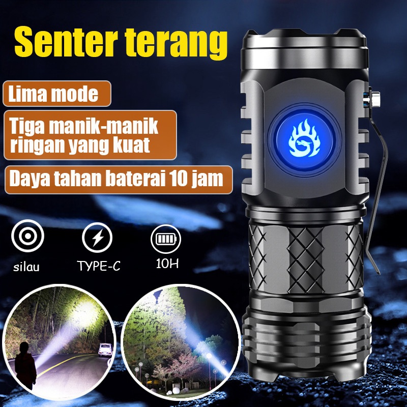 Jual Senter monster mini tiga mata Jerman/senter led mini super terang /Senter Mini Anti Air ...