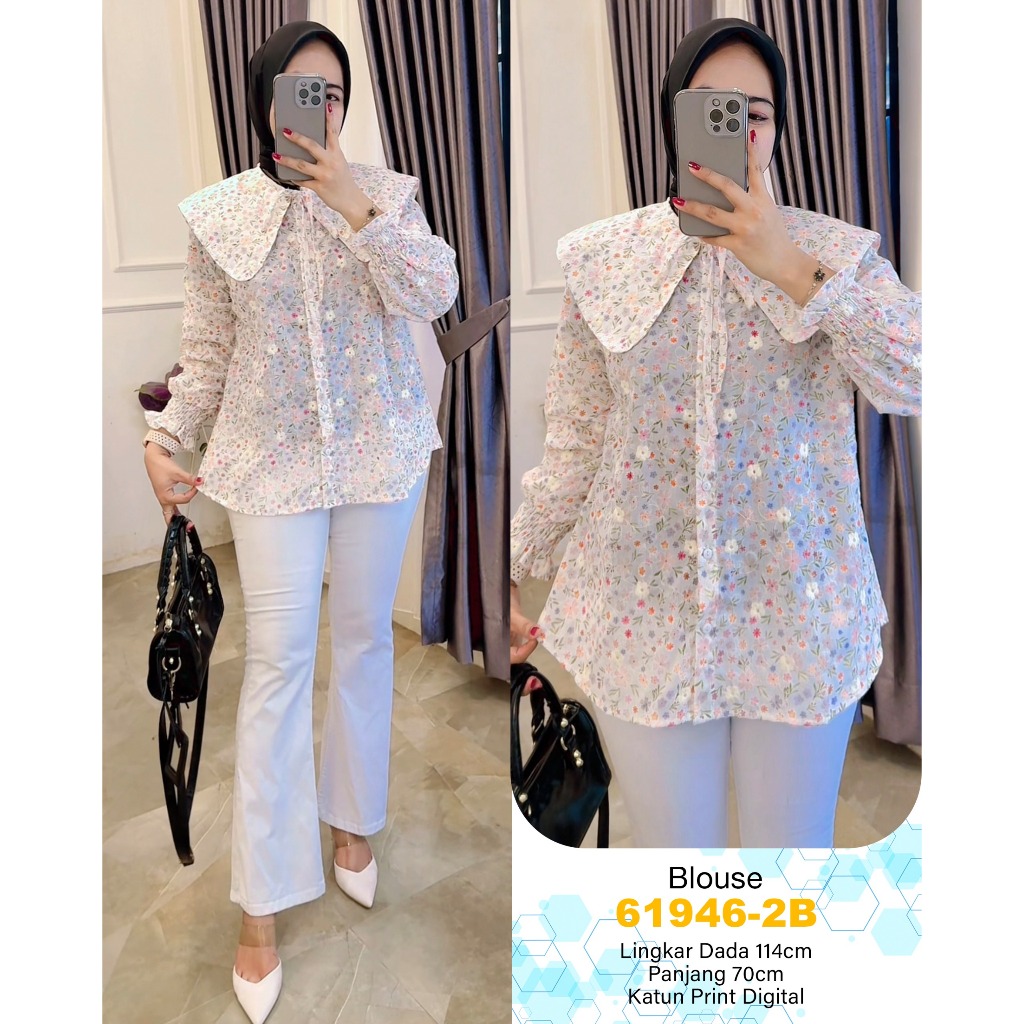 Jual EXTU HERITAGE - INKA Blouse Motif Bunga Katun Bordir, Blouse ...