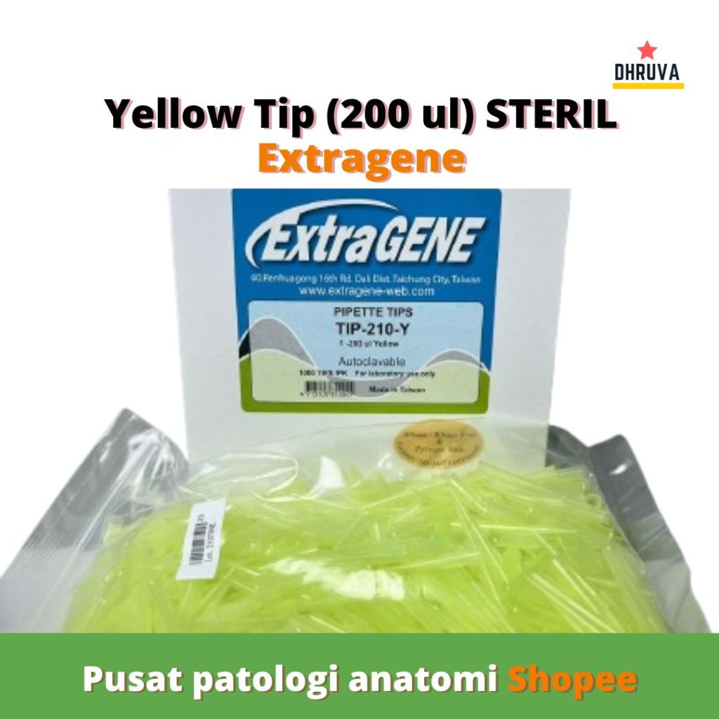 Jual Yellow Tip Steril 200 ul Extragene DNAse RNAse Free Autoclavabe ...