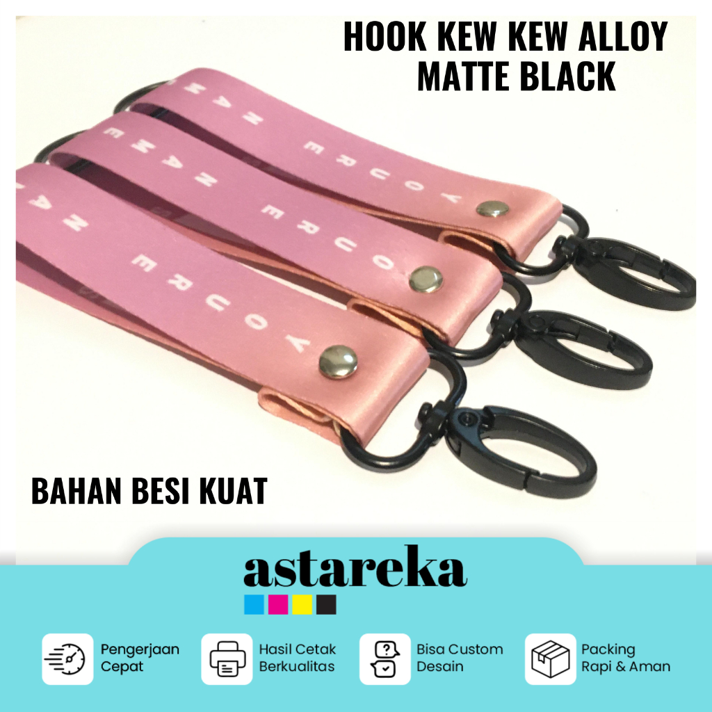Jual Custom Satuan Gantungan Kunci Hook Besi Matte Black Lanyard 2 Sisi ...