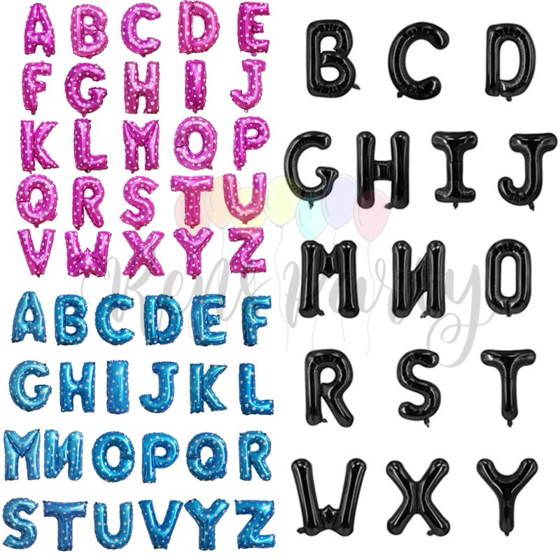Jual BALON HURUF ULANG TAHUN 40CM PINK / BIRU / HITAM | Shopee Indonesia