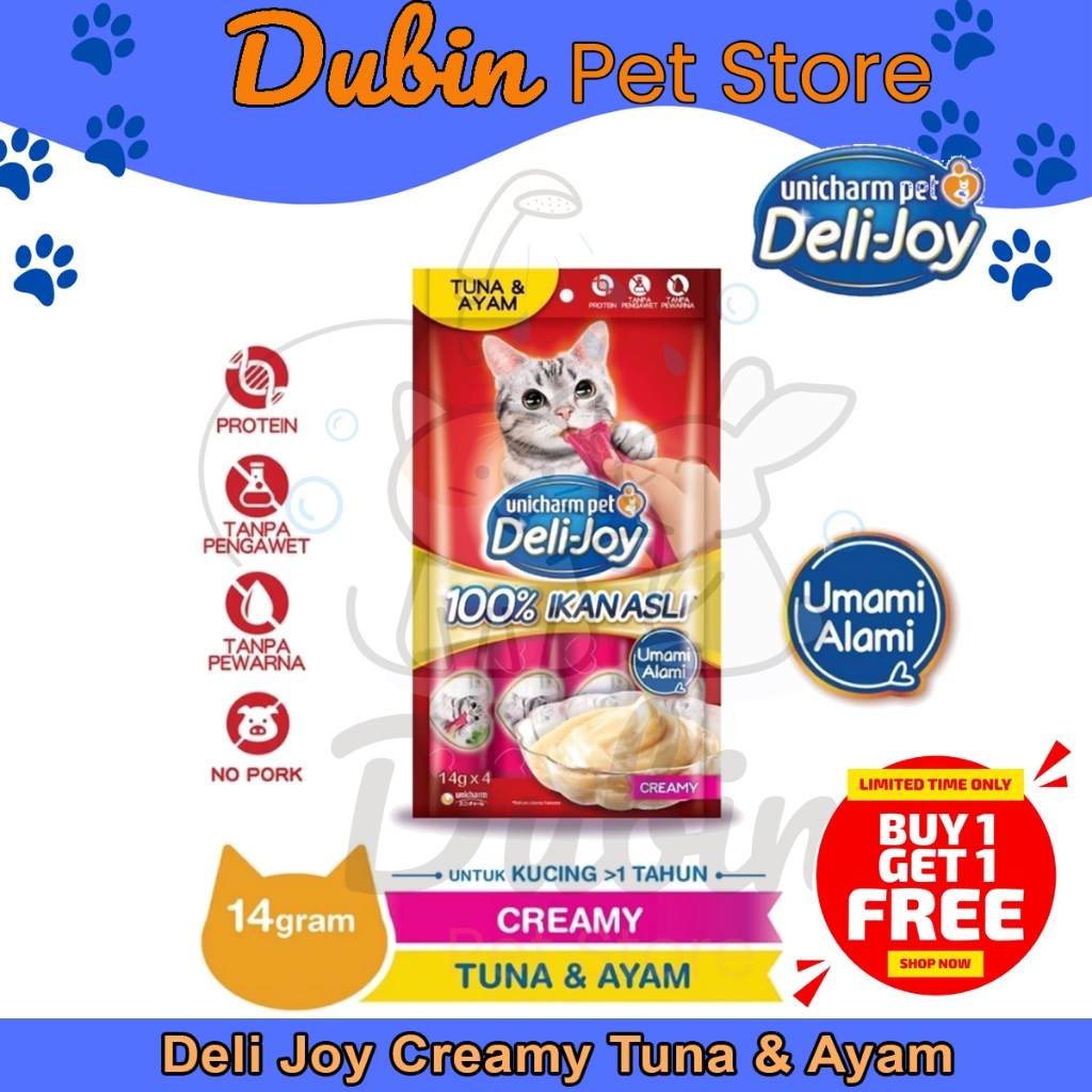 Jual Snack Cemilan Kucing Deli Joy Creamy Tuna & Ayam 4 x 14 Gram ...