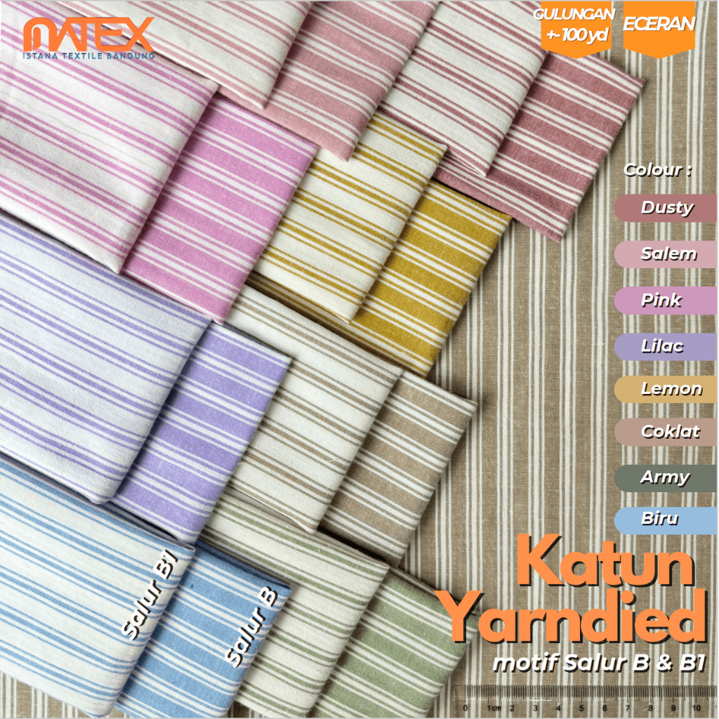Jual 1/2 meter bahan katun Yandied Yarndyed motif Salur/Stripe motif baru B & B1 #Premium ...