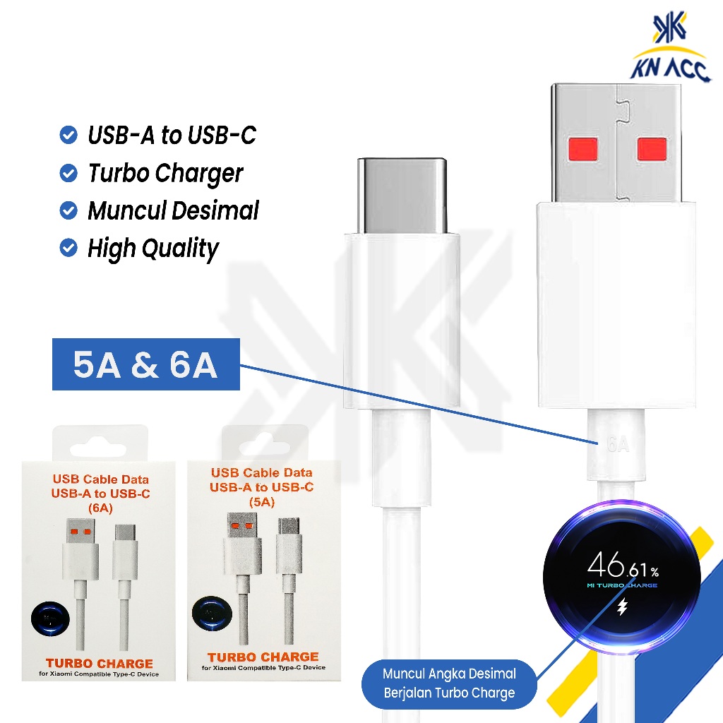 Jual [KN ACC] KABEL DATA 5A 6A 30W 33W 67W 120W TIPE TYPE C TURBO FAST ...