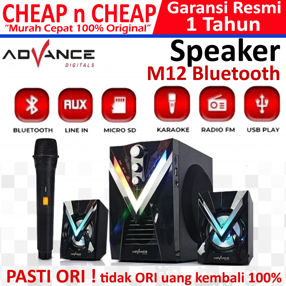 Jual Speaker advance Mic Bluetooth M12BT M12 BT Wireless Aktif Karaoke ...