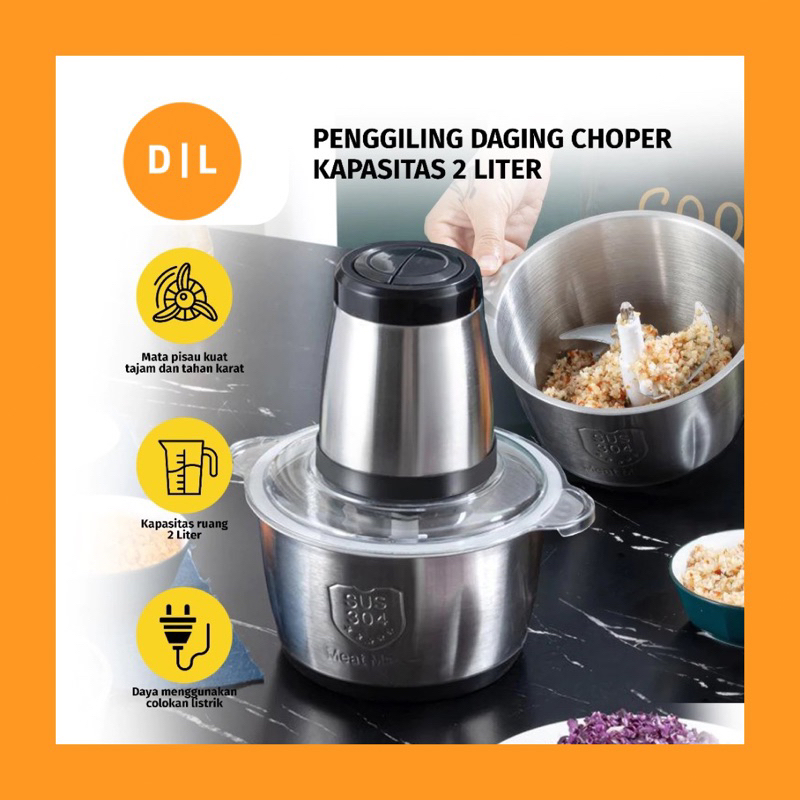 Jual PENGGILING DAGING BLENDER CHOPPER STAINLESS STEEL 2LITER MESIN ...