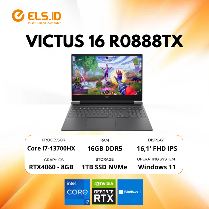 Jual HP Victus 16 R0888TX Intel i7-13700HX 16GB SSD 1TB RTX4060 16.1 ...