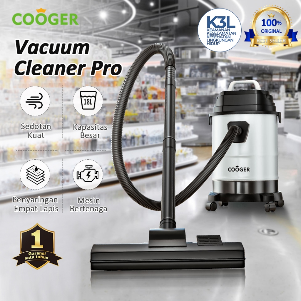 Jual COOGER Vacuum Cleaner 18 Liter Commercial Wet & Dry Untuk ...