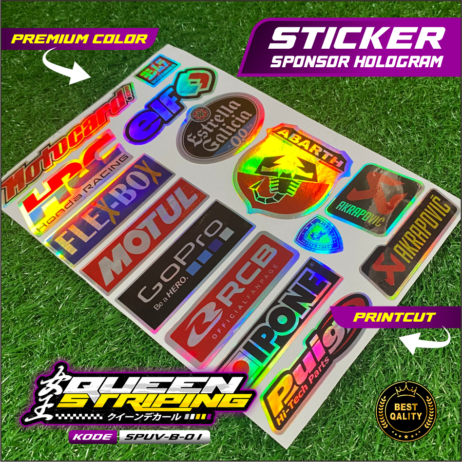 Jual Stiker Sponsor Satu Pack Racing / Stiker Transparan Vinyl Hologram ...