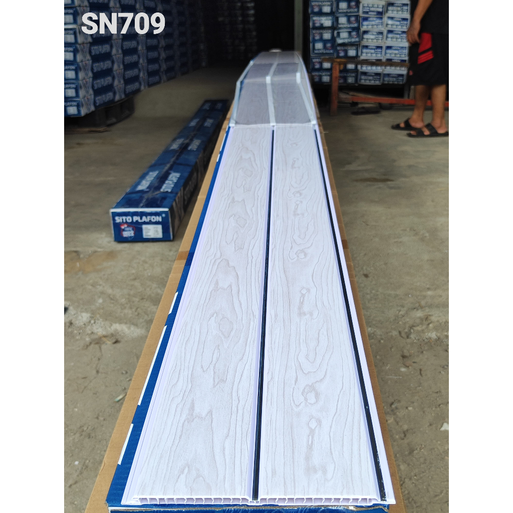 Jual plafon pvc serat kayu putih nat glossy Sito SN709 | Shopee Indonesia