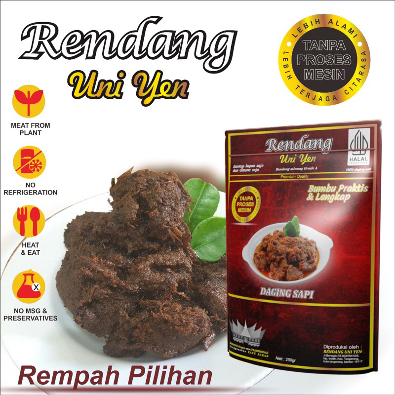 Jual Rendang Uni Yen, Rendang Daging, Rendang Sapi, Payakumbuh, Sumatera Barat 250 g | Shopee ...