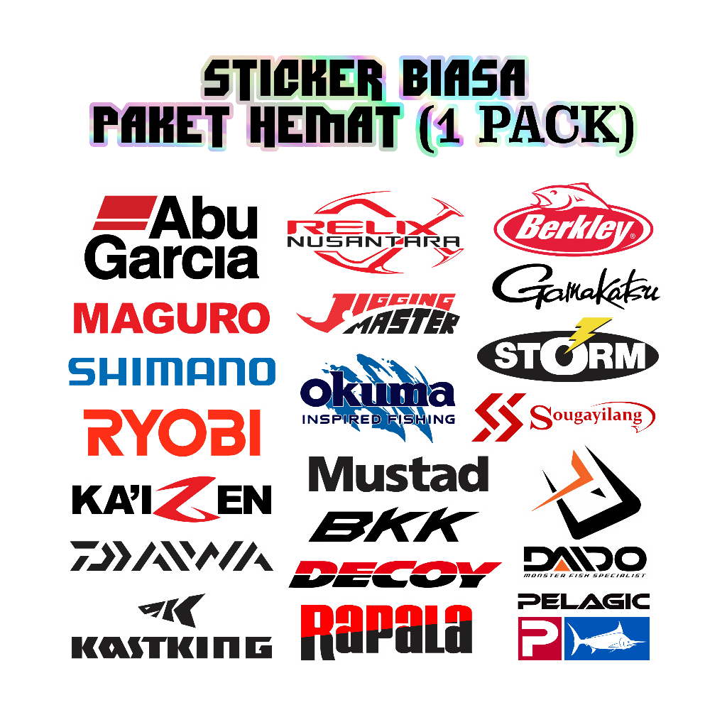 Jual Stiker Pancing Pack Isi 20Pcs Logo brand mancing terkenal Murah ...