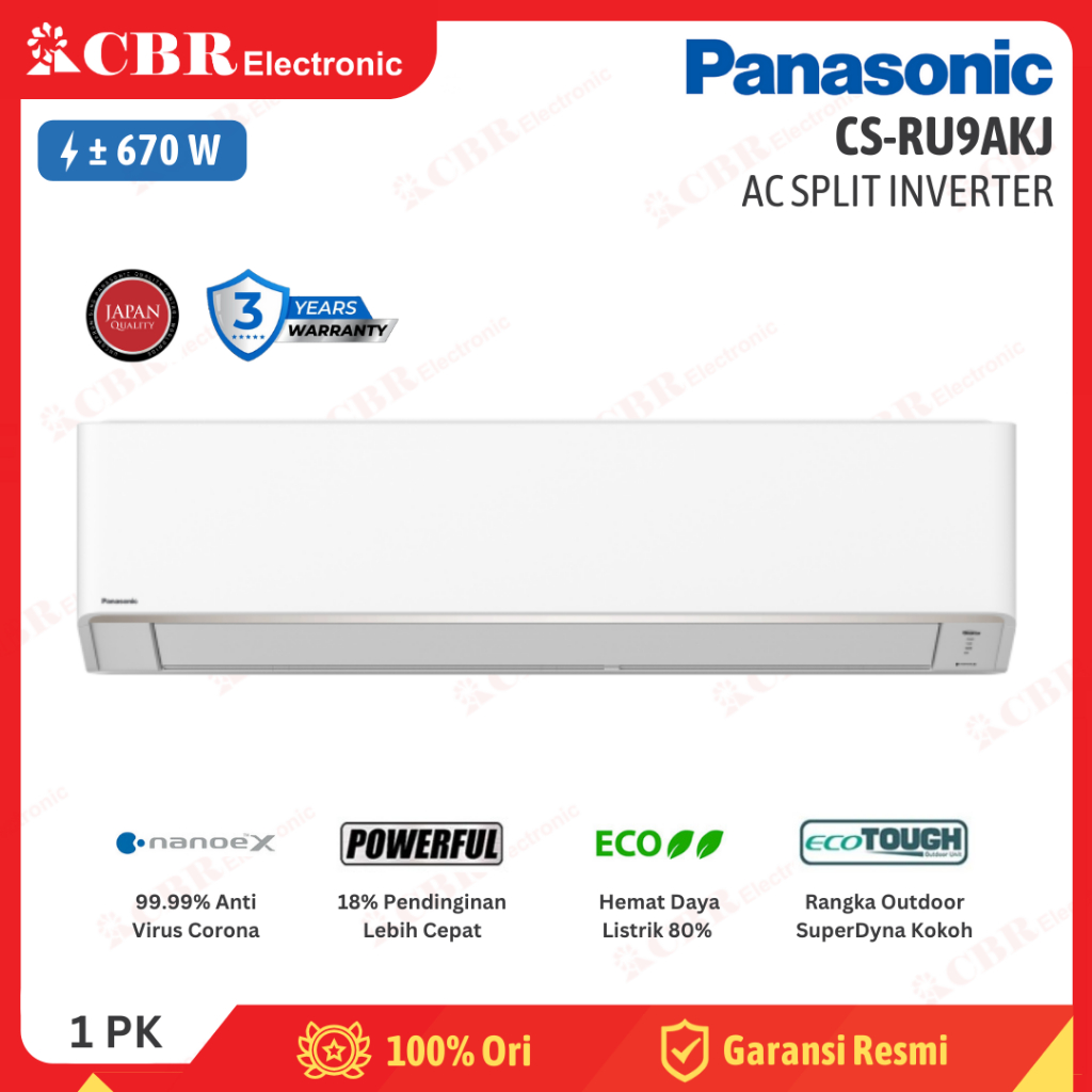 Jual AC Split PANASONIC Inverter 1PK CS-RU9AKJ (Inverter) R-32 - Batam ...