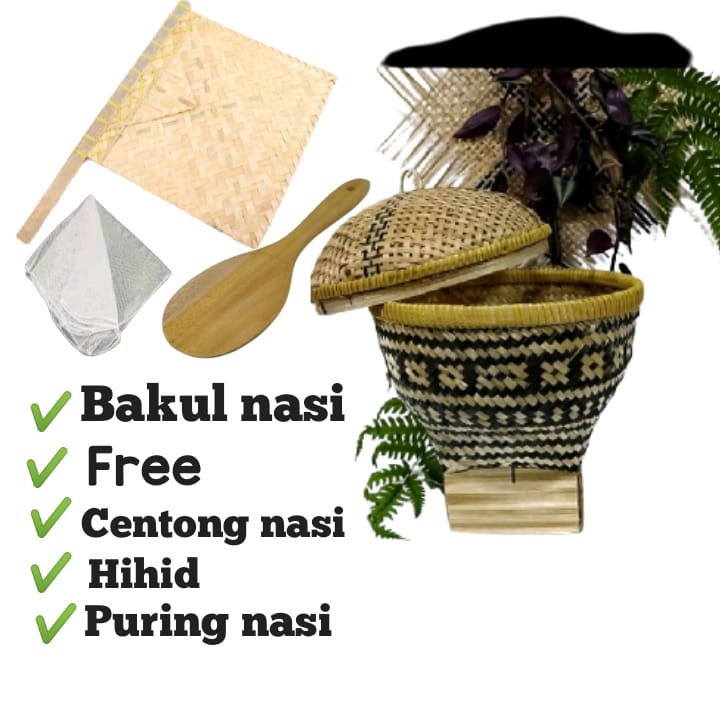 Jual BAKUL NASI UKURAN 1KG TERBUAT DARI BAMBU FREE KIPAS PURING CENTONG ...