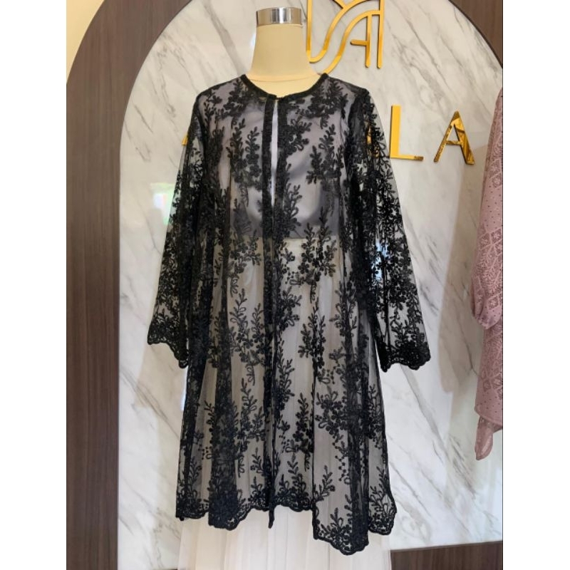Jual Long outer brukat flower basic / outer brokat panjang / baju ...