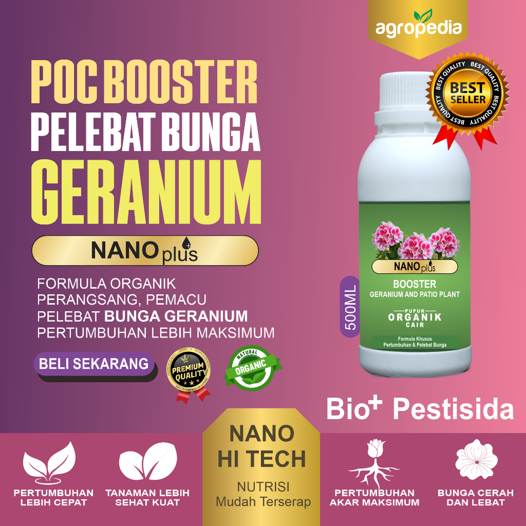 Jual NANOplus Pupuk BOOSTER Tanaman Bunga Geranium, Nutrisi Pupuk Cair ...