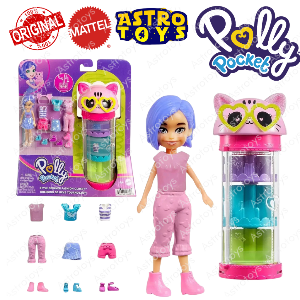 Jual Mattel Polly Pocket Style Spinner Fashion Closet Cat Original ...
