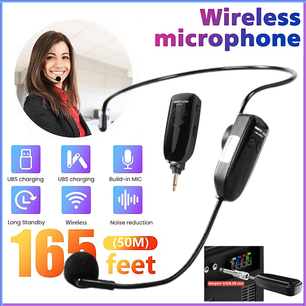 Jual PUSAT TaffSTUDIO mik mic Microphone wireless untuk mengajar bando imam mesjid headset HX ...
