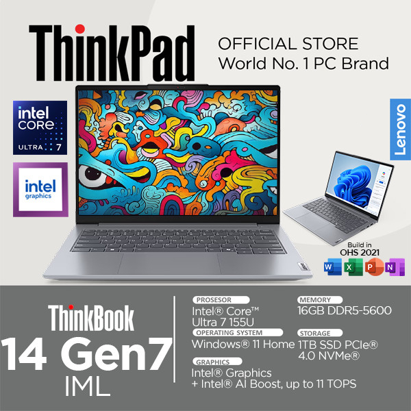 Jual Lenovo ThinkBook 14 G7 IML Intel Core Ultra 7 155U 16GB RAM 1TB ...