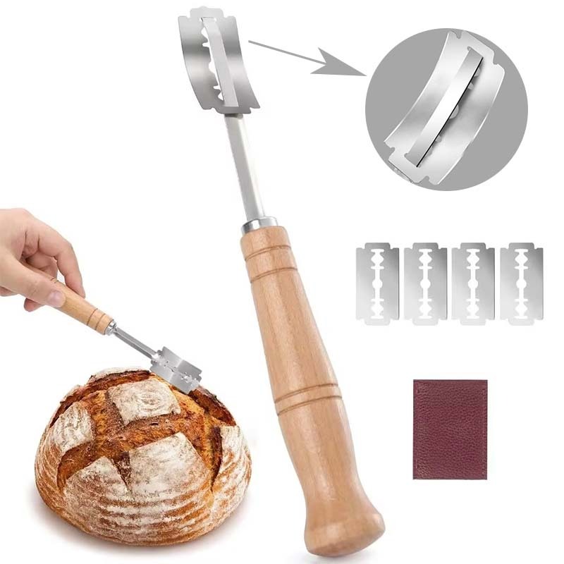 Jual Gagang Kayu Bread Cutter Stainless Steel Lame Dough Scoring Blade ...