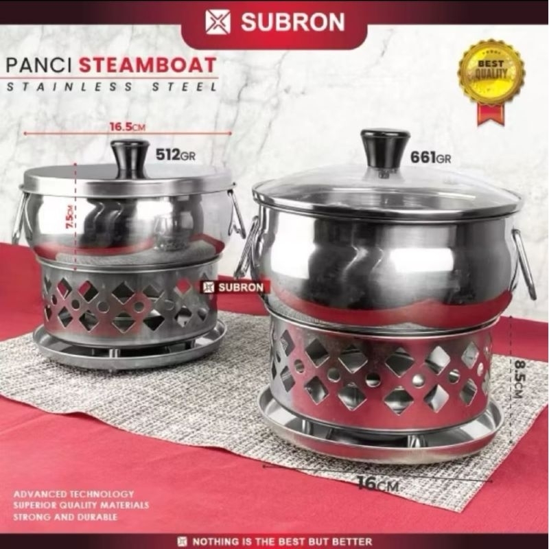 Jual Panci Shabu Steamboat Hot Pot SUBRON Stainless Steel Tutup Kaca ...