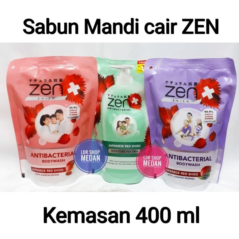 Jual ZEN Antibacterial Body Wash Sabun mandi cair 400 ml Refill | Shopee Indonesia