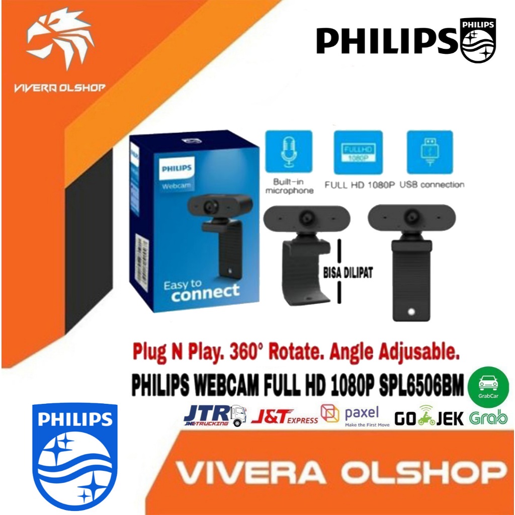 Jual PHILIPS WEBCAM FULL HD 1080P SPL6506BM ORIGINAL USB PNP 360 ROTATE ...