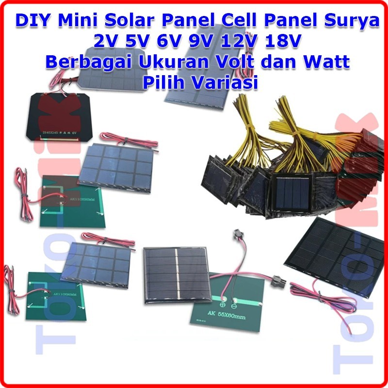 Jual DIY Modul Mini Solar Panel Surya 2V 5V 6V 9V 12V 18V Berbagai ...
