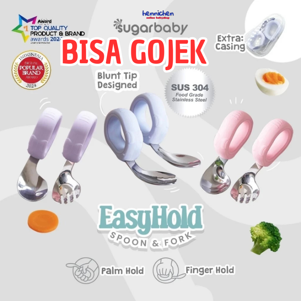 Jual Sugar Baby Easy Hold Spoon and Fork / Sendok Makan Stainless Steel ...