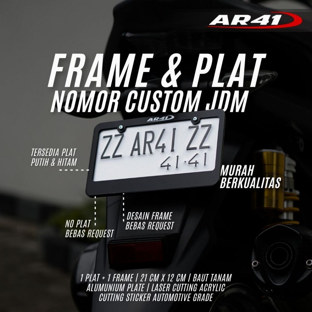 Jual frame plat nomor motor jdm custom bebas request BY AR41 | Shopee ...