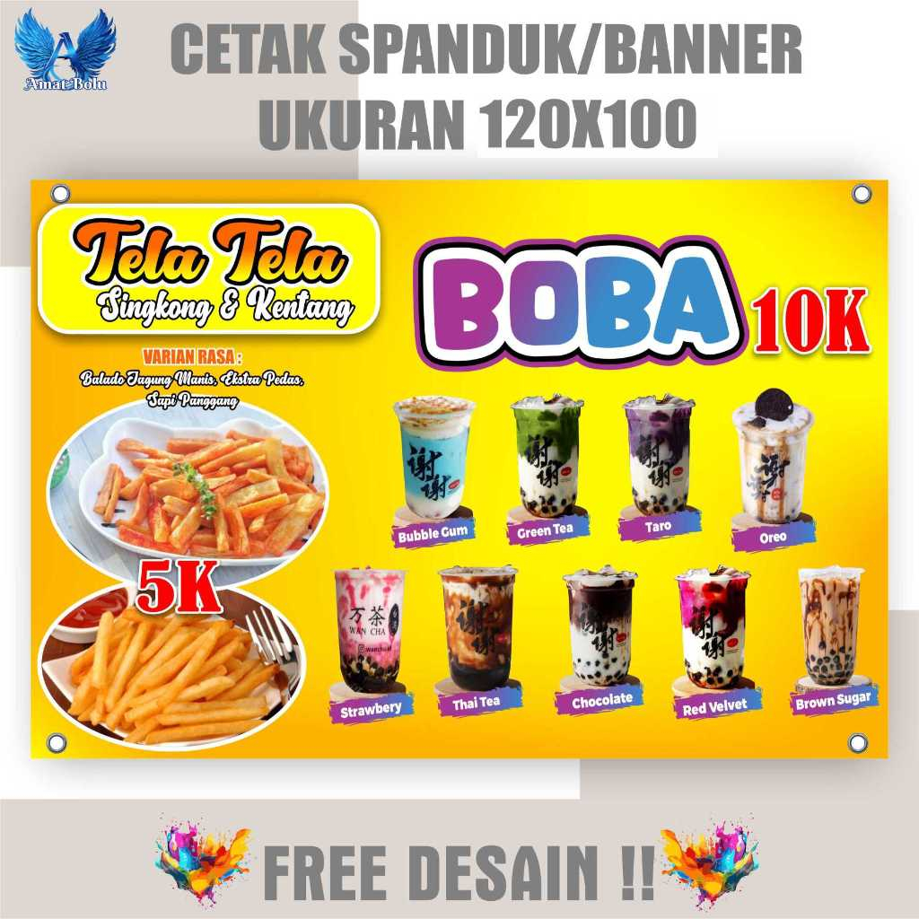 Jual Spanduk Banner ANEKA BOBA DAN TELA TELA VARIAN RASA Custom Desain ...