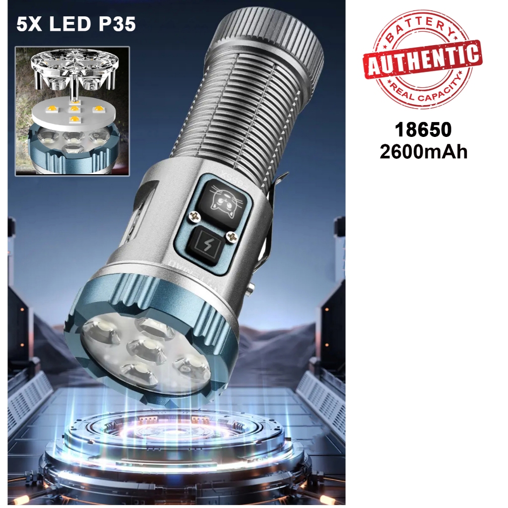 Jual Senter LED Super Terang 5xLED P35 F555 Magnet Hiking Camping ...