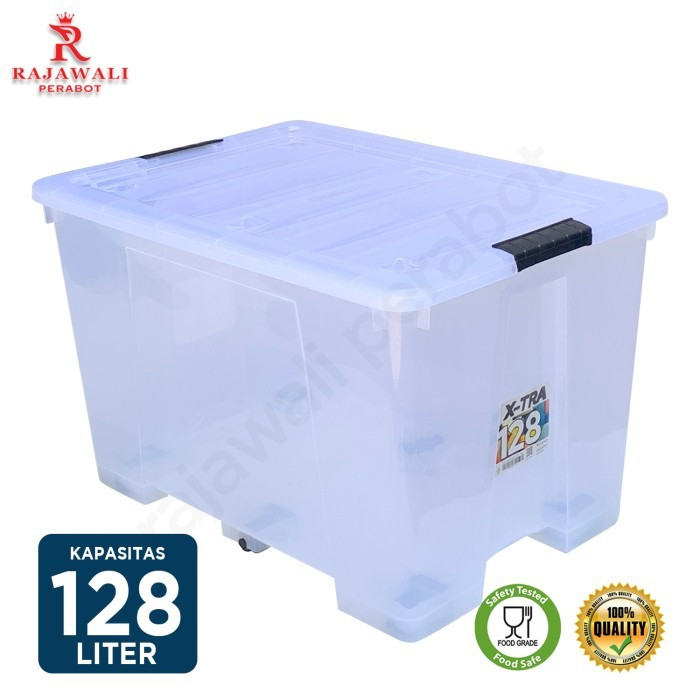 Jual Box Container Ezy CB 128 Liter Bening Transparan Tebal Rak Roda ...