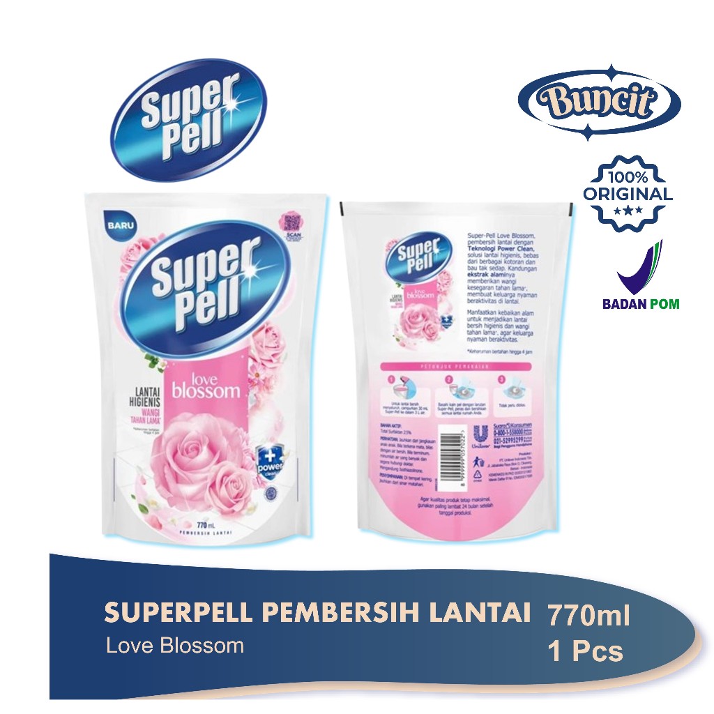 Jual Super Pell Pembersih Lantai Pel Lantai Harum & Wangi Love Blossom ...
