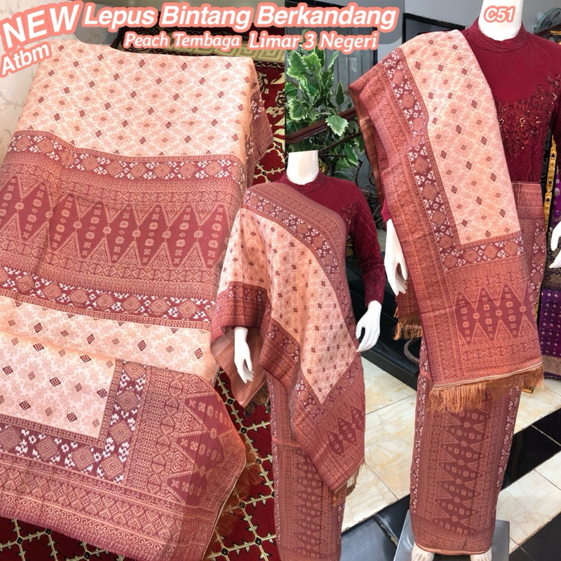 Jual Songket Atbm Limar 3 Negeri Exclusive Peach Tembaga Tembaga ...