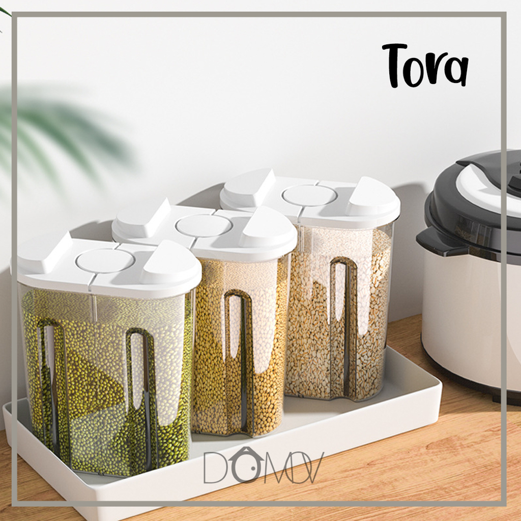 Jual DOMOV TORA Toples 2 IN 1 Penyimpanan Makanan Snack Cereal ...