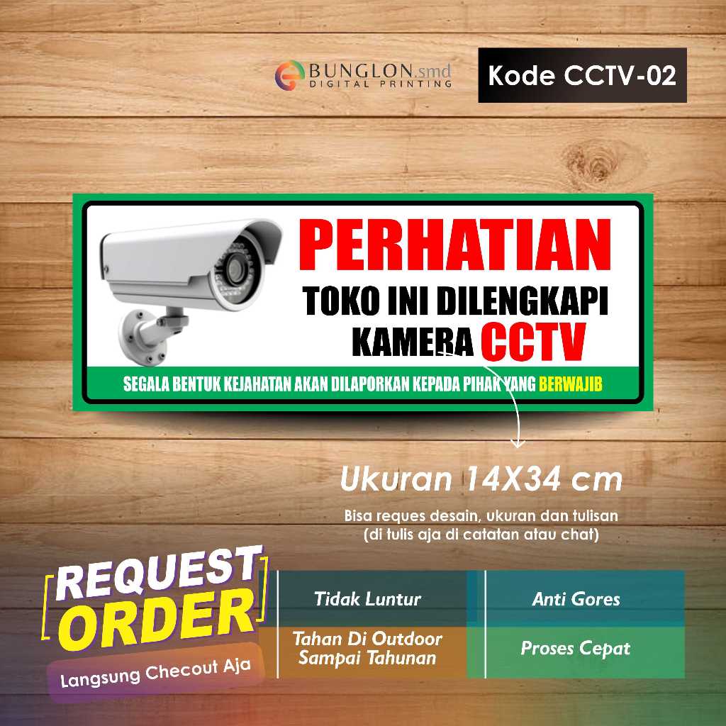 Jual STIKER PERHATIAN TOKO INI DILENGKAPI KAMERA CCTV + LAMINASI KODE CCTV-02 HIJAU | Shopee ...