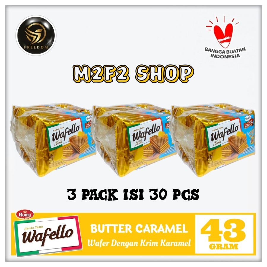 Jual Roma Wafer Wafello Butter Caramel | Krim Karamel - 43 gr (Kemasan ...
