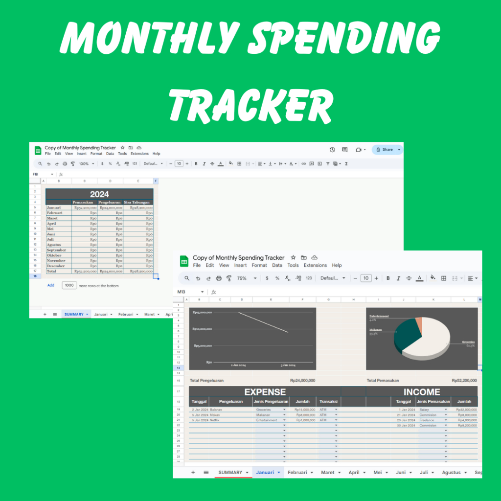 Jual Spending Tracker / Budget Tracker / Template Googlesheet ...