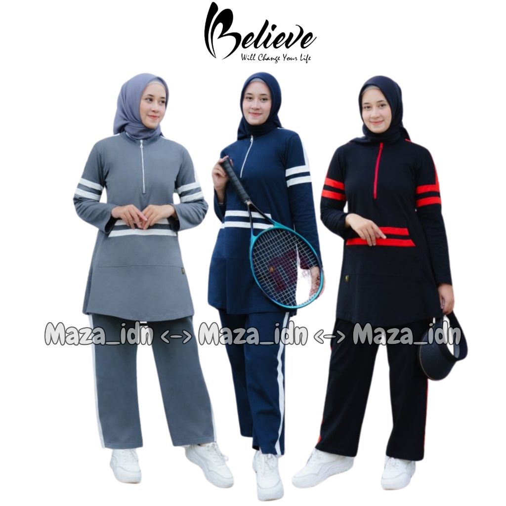 Jual Setelan Baju Olahraga Wanita Muslim Terbaru Believe BMS 51- Baju Senam Muslimah | Shopee ...