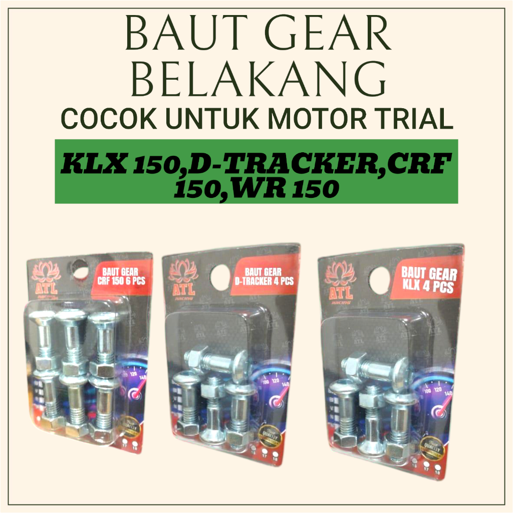 Jual BAUT GEAR Baut-Baud Gear-Gir-Gigi Belakang Kawasaki KLX 150/D ...