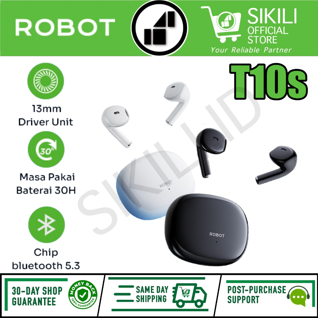 Jual Robot Earphone Flybuds T10s Waterproof IPX4 Semi-In-Ear TWS True ...